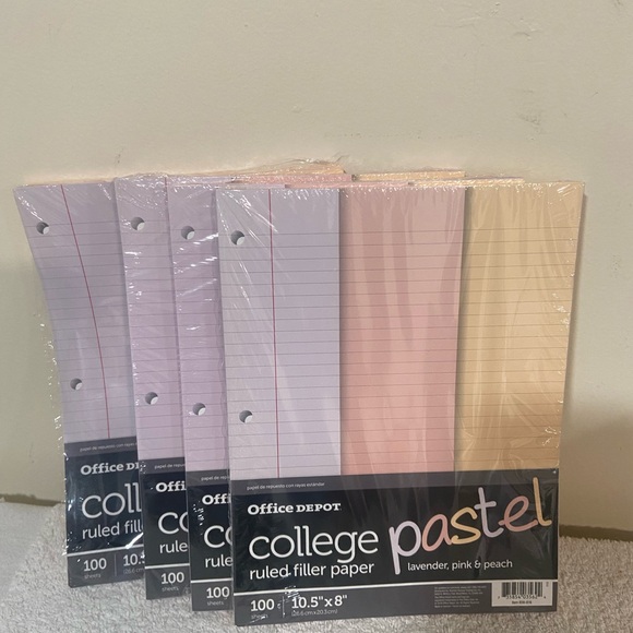 Office Depot | Other | Office Depot Pastel College Ruled Filler Paper ...
